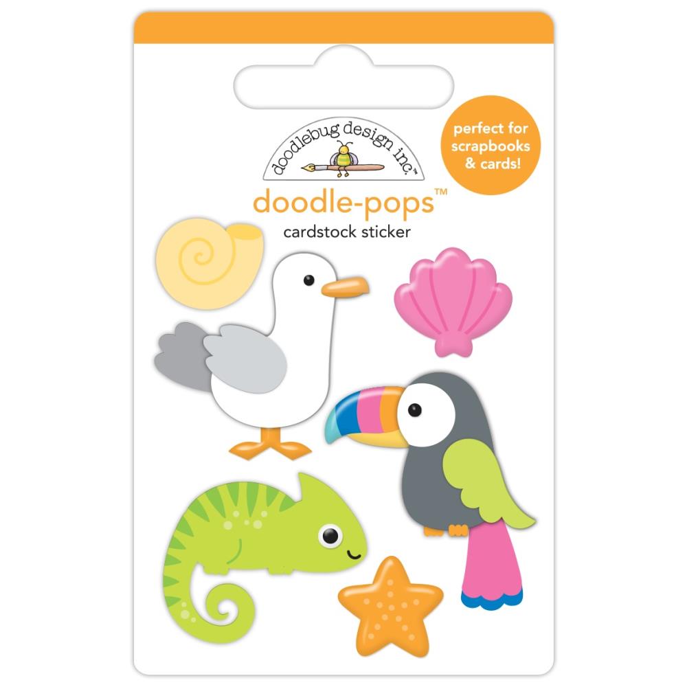 Doodlebug Doodle-Pops 3D Sticker - Tropical Trio, Summer Fun