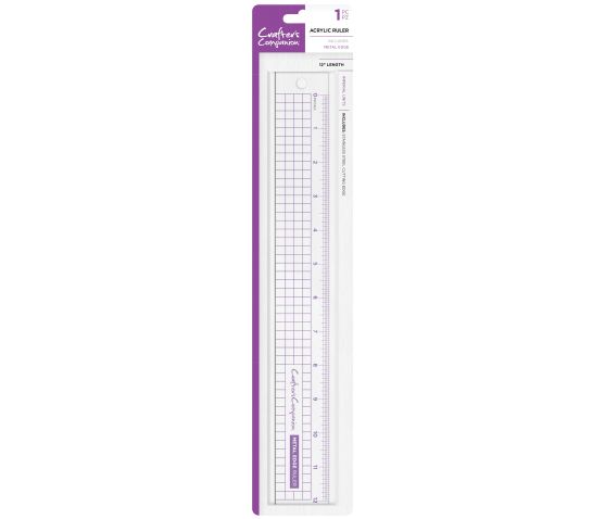 Crafters Companion Acrylic Ruler 12"-Metal Edge – Button Farm Club