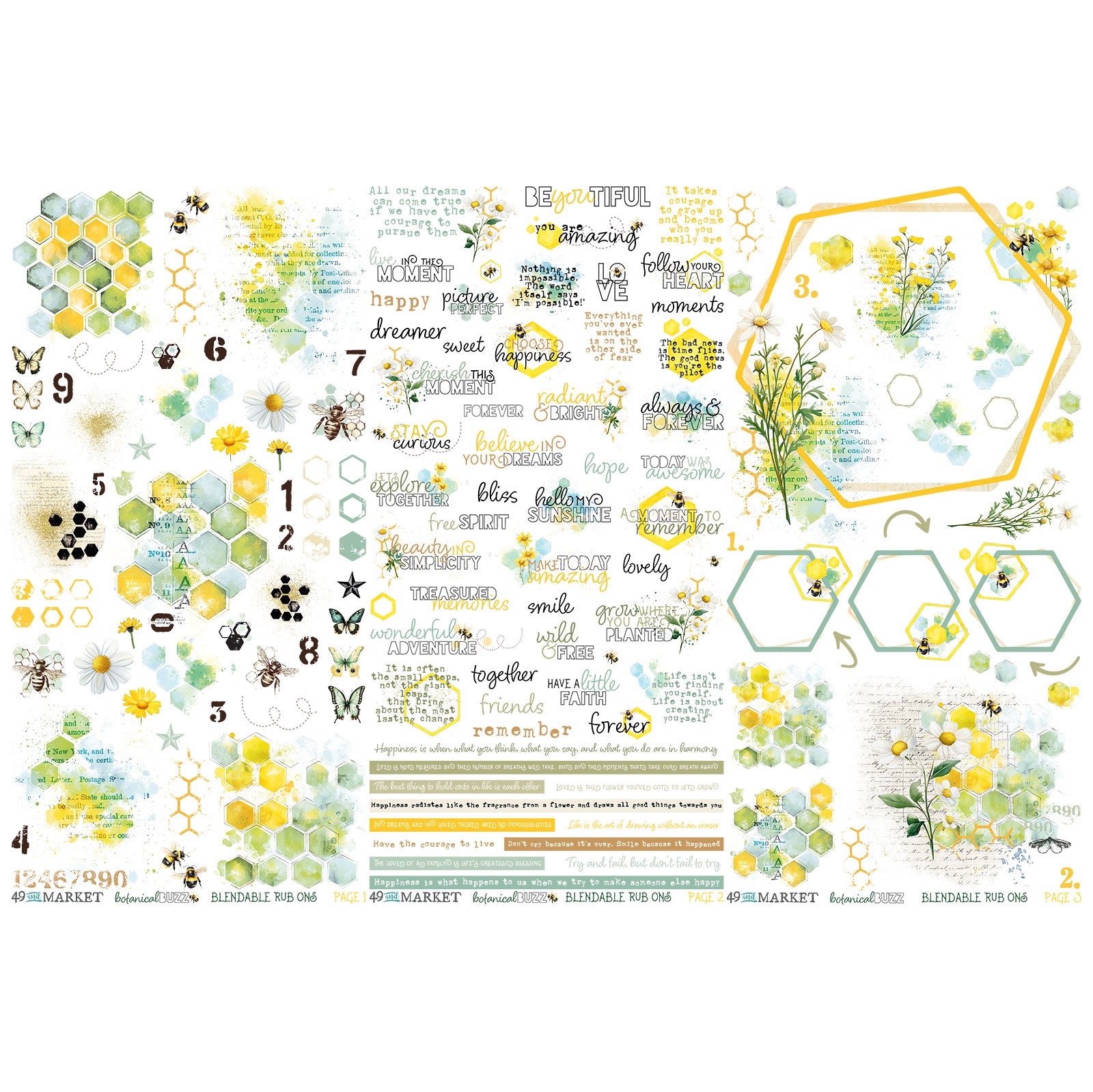 Botanical Buzz- Rub-On Transfer Set 6x12