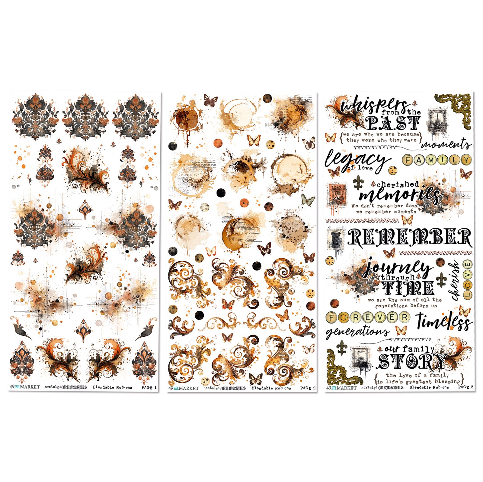 49 and Market 6 x 12 Blendable Rub-On Transfers - Nostalgic Memories