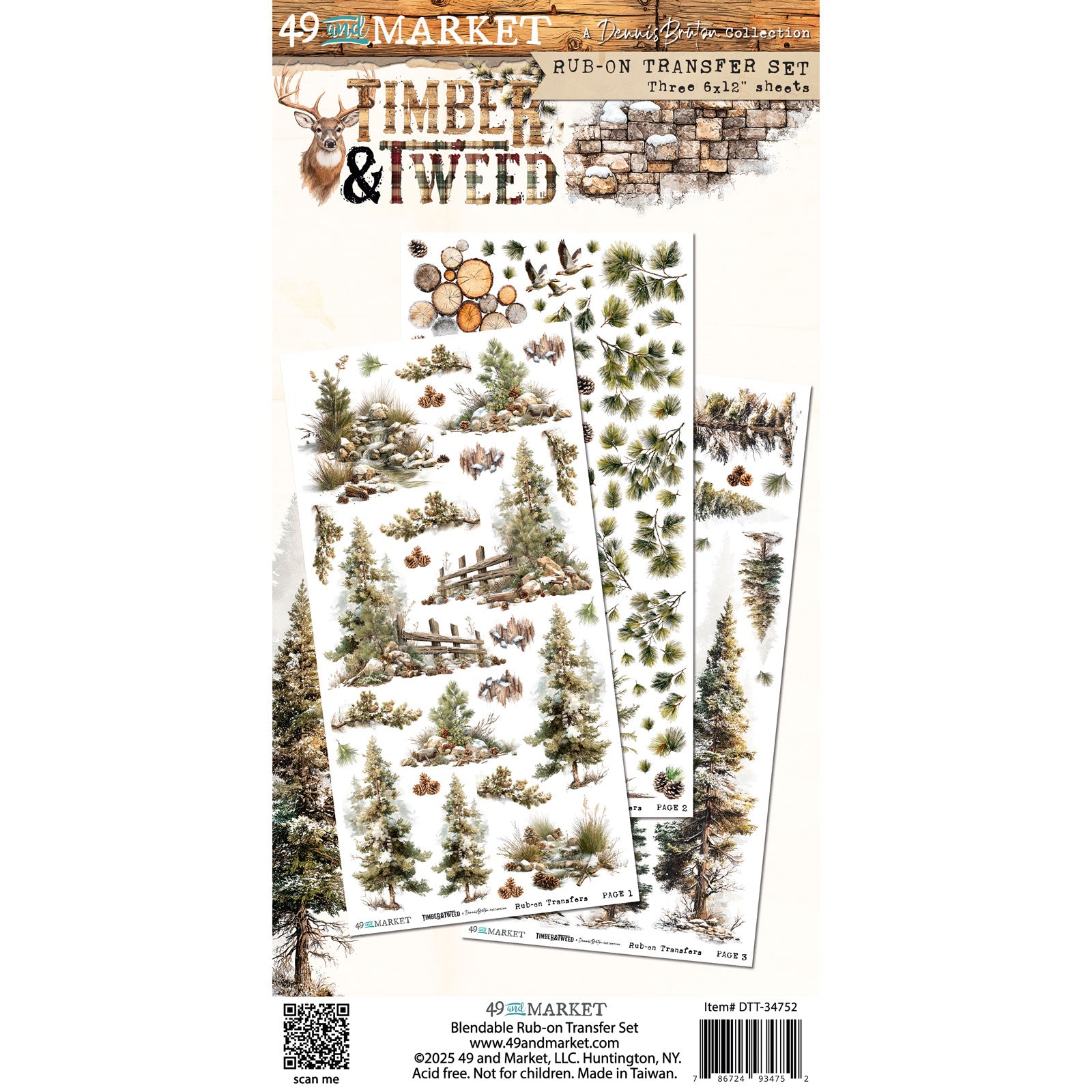 49 and Market 6 x 12 Blendable Rub-on Transfer Set - Timber and Tweed