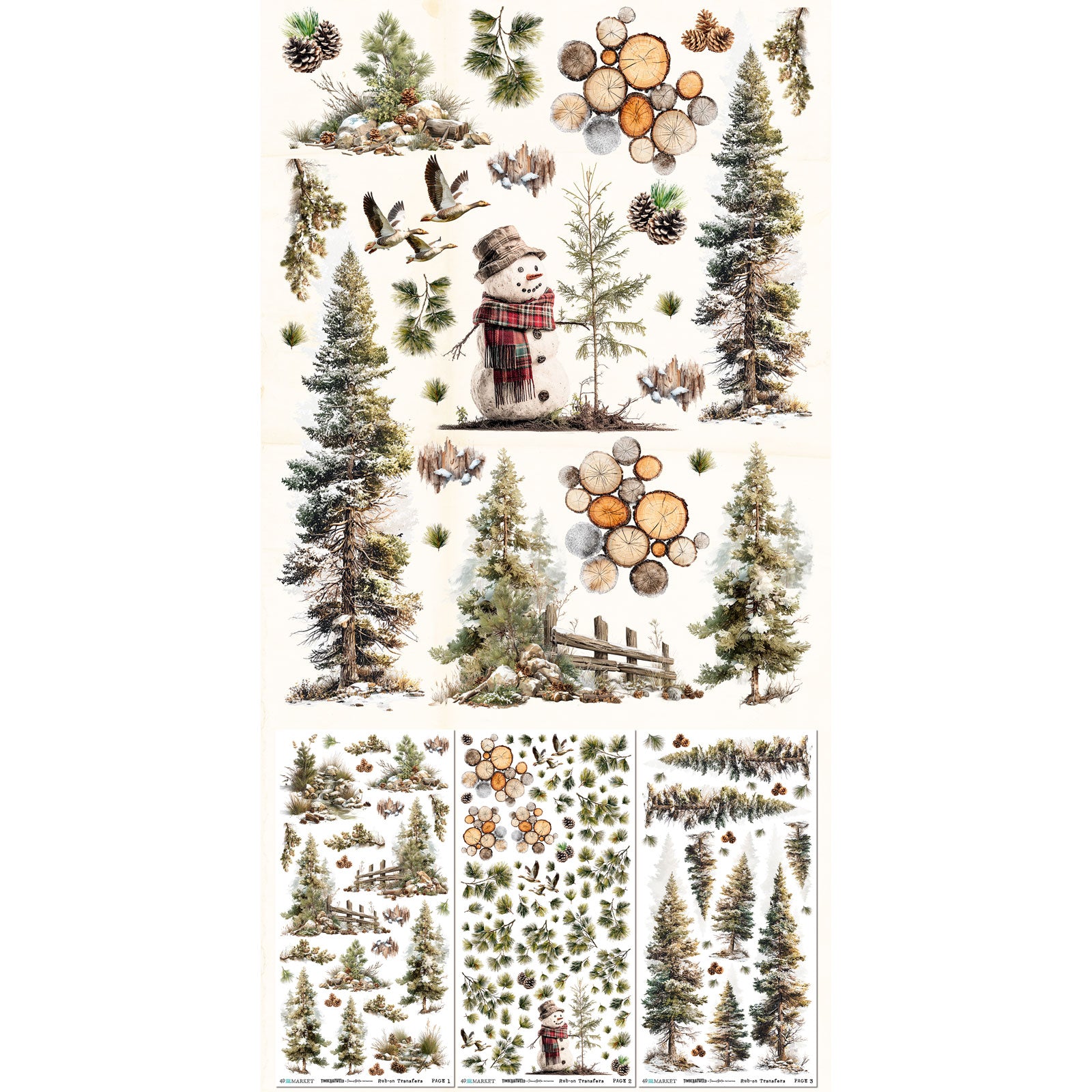 49 and Market 6 x 12 Blendable Rub-on Transfer Set - Timber and Tweed