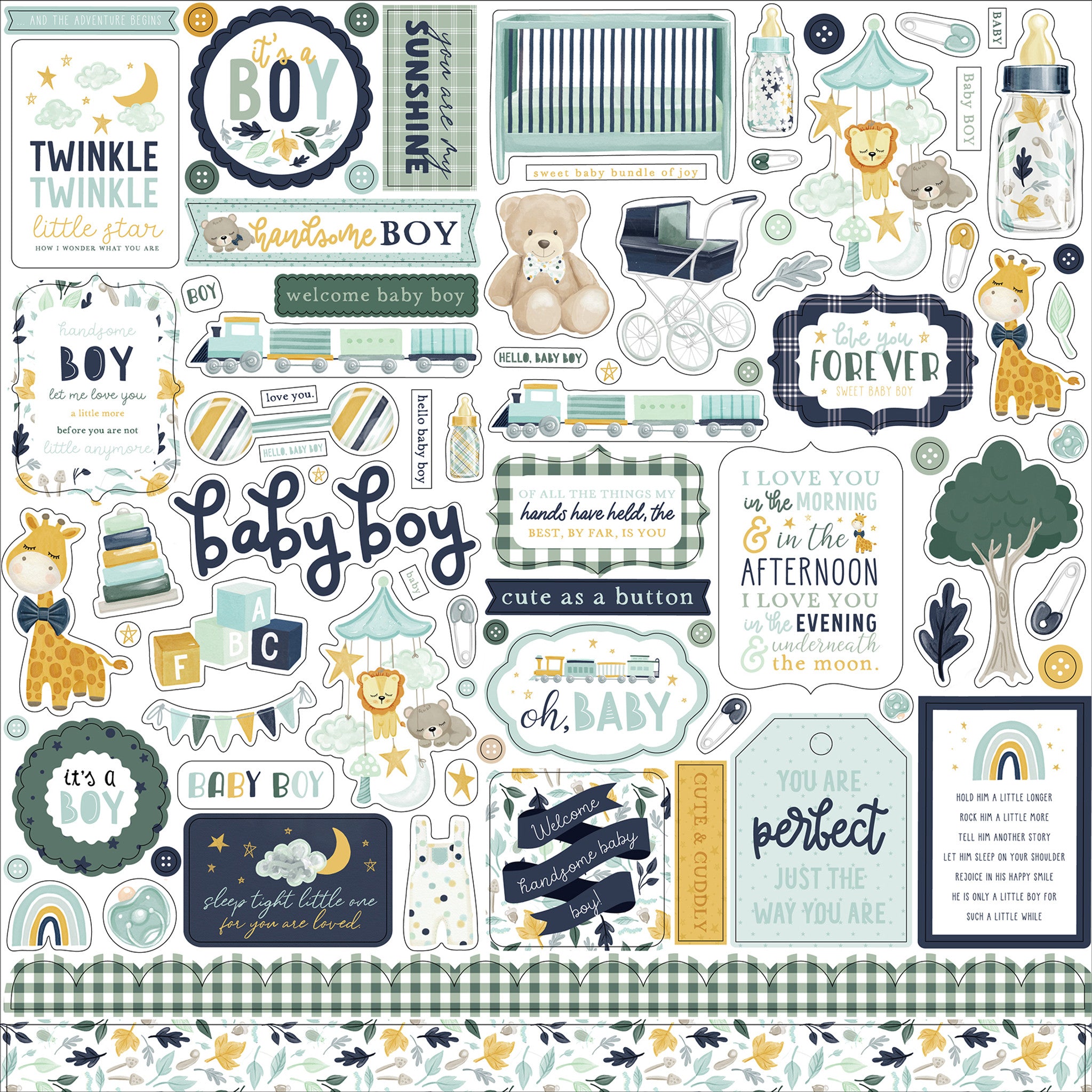 It's A Boy Element Sticker - 12 x 12 Cardstock Stickers